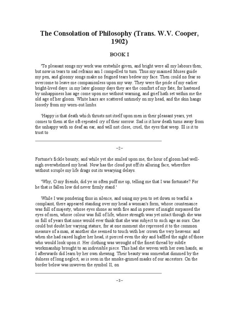 The Consolation of Philosophy - Boethius of Dacia | PDF | Conscience | Reason