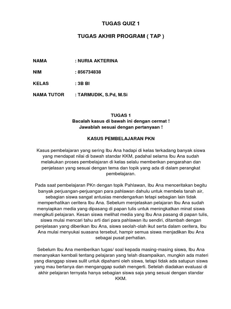 Tugas Quiz 1 | PDF