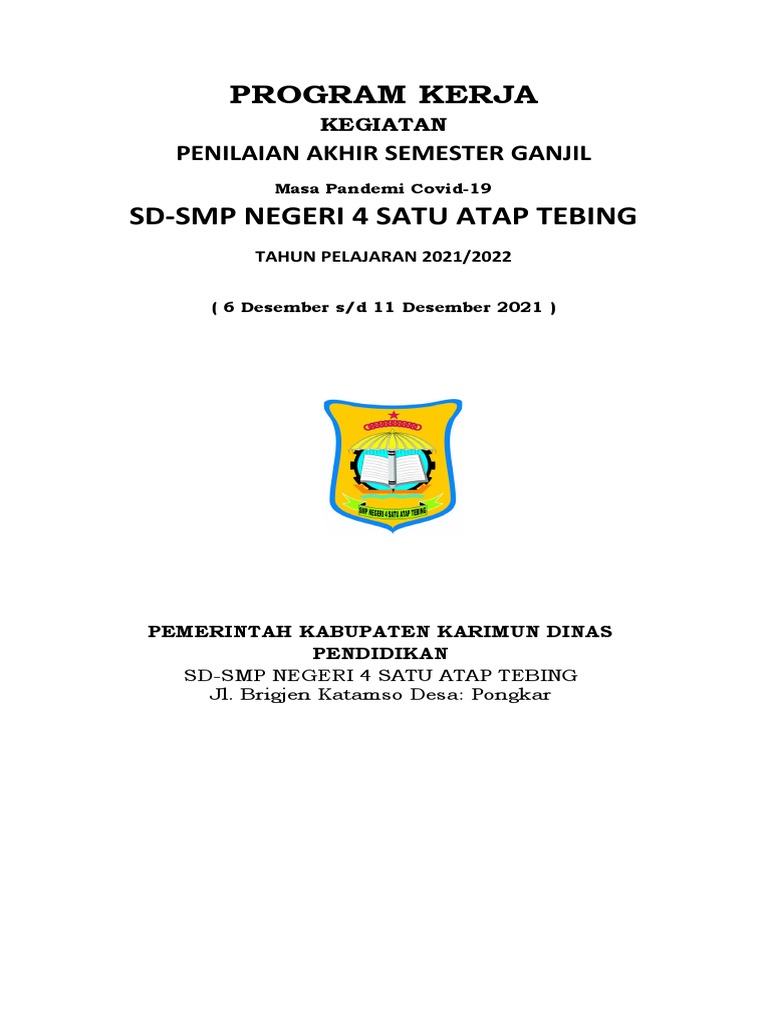 Program Kerja Pas Ganjil T.P 2021-2022 | PDF