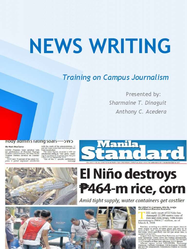 News Writing: Training On Campus Journalism | PDF | Mindanao | El Niño