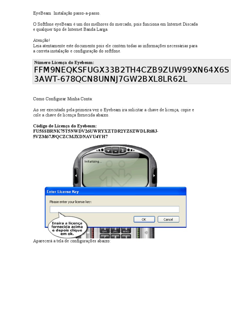 Configuracao EyeBeam | PDF | Voz sobre IP (VoIP) | Telefone