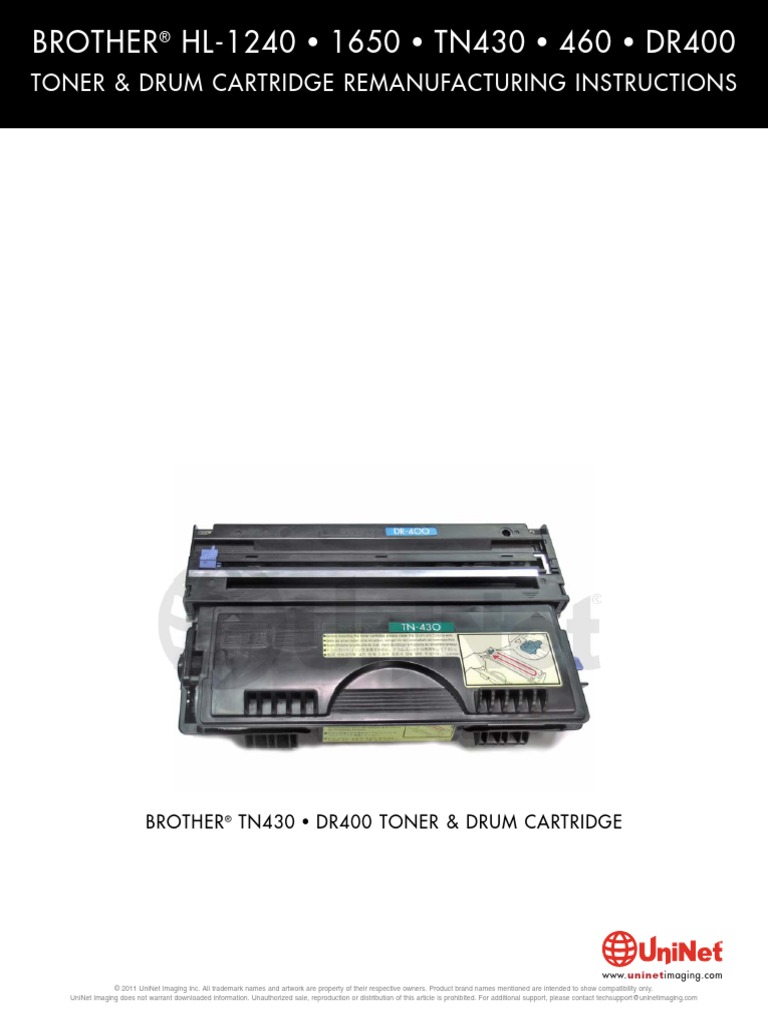 Brother HL-1240 - 1650 - TN430 - 460 - DR400: Toner & Drum Cartridge ...