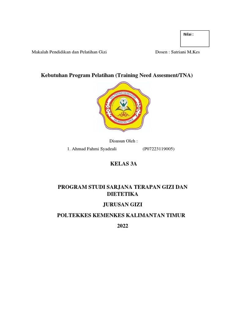 Makalah Pendidikan Dan Pelatihan Gizi (Vilep Per 2) | PDF