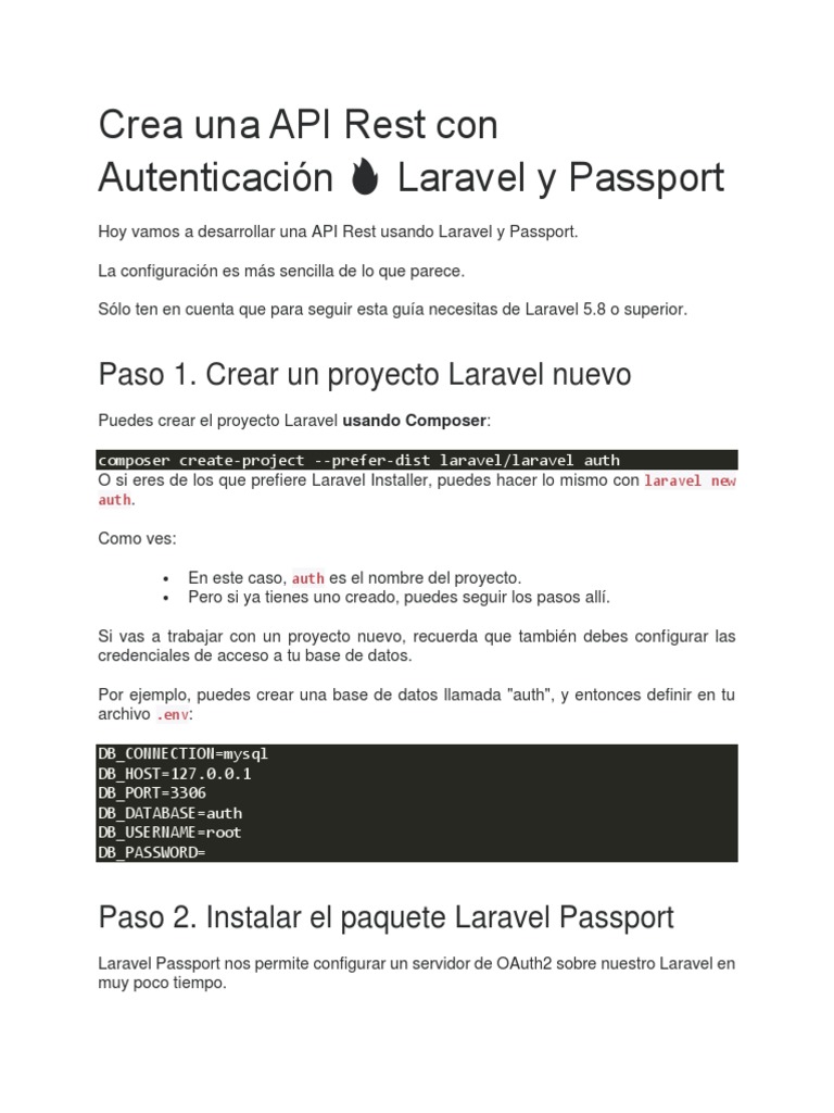 Crea Una API Rest Con Autenticación ? Laravel y Passport | PDF | Json | Redes