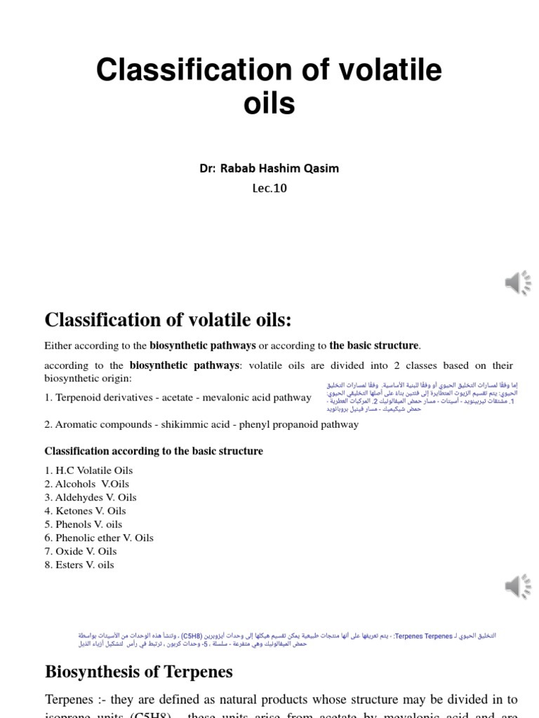 Classification of Volatile Oils | PDF | Organic Compounds | Chemical ...