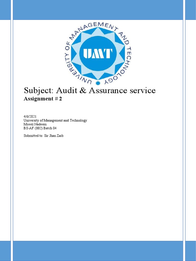 Audit Assignment 1 | PDF | Audit | Financial Audit