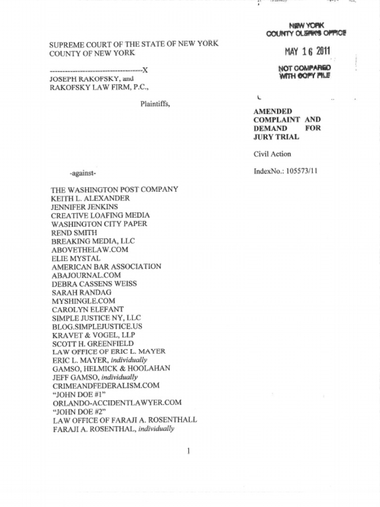 Rakofsky v. Internet Amended | PDF | Witness | Doctor Of Medicine