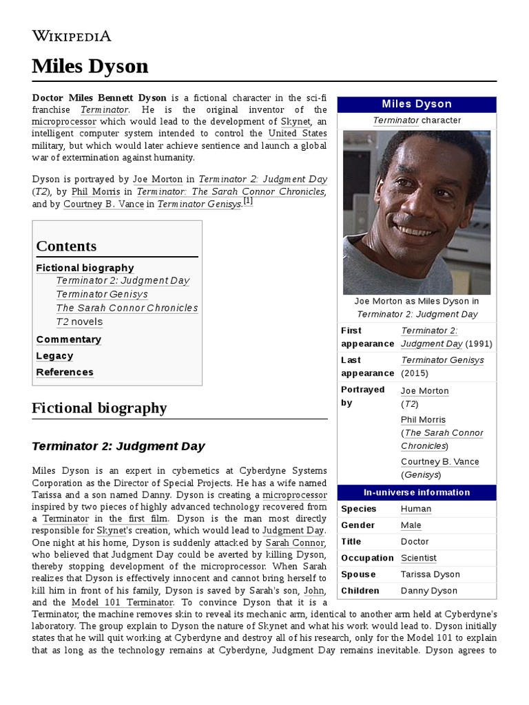 Miles Dyson: Doctor Miles Bennett Dyson Is A Fictional Character in The ...