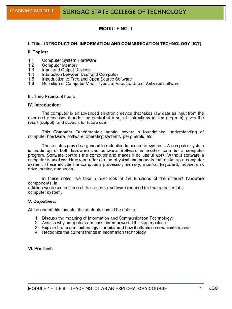 Module 1 TEACHING ICT EXPLORATORY | PDF | Computer Virus | Read Only Memory