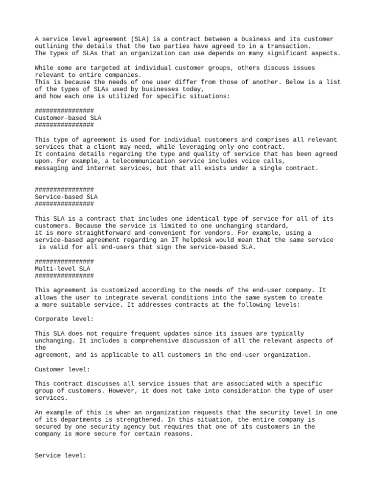 3 Types of SLA | PDF | Service Level Agreement | Information Age