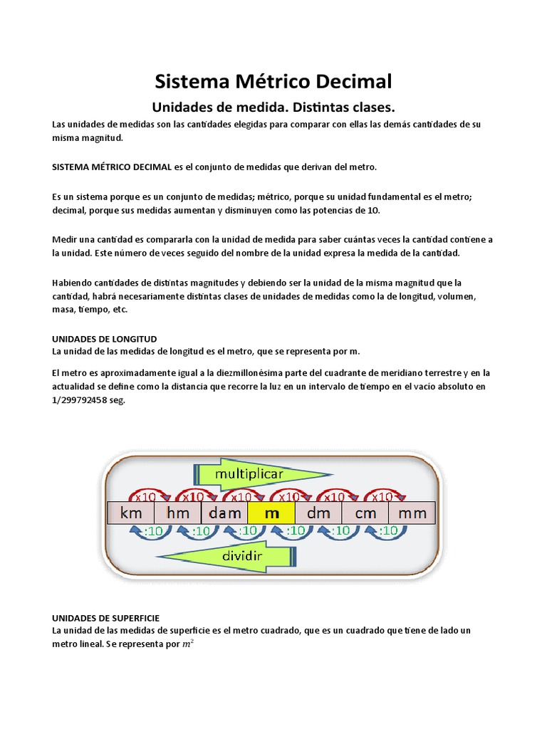 Sistema Métrico Decimal | Descargar gratis PDF | Metro | Longitud