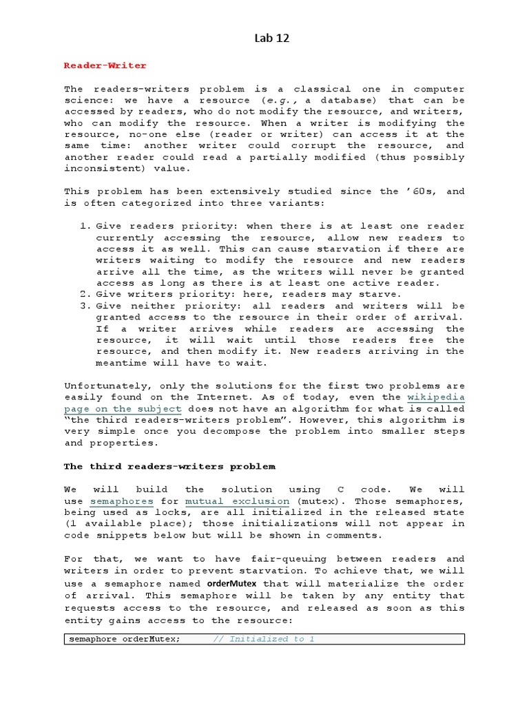 Reader-Writer: Wikipedia Page On The Subject | PDF | Information ...