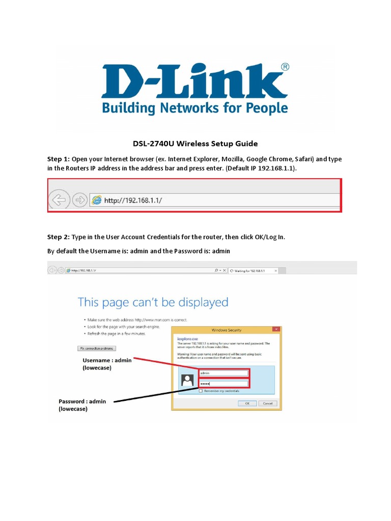 DSL-2740U Wireless Setup Guide: Step 1 | PDF | Home & Garden | Computers