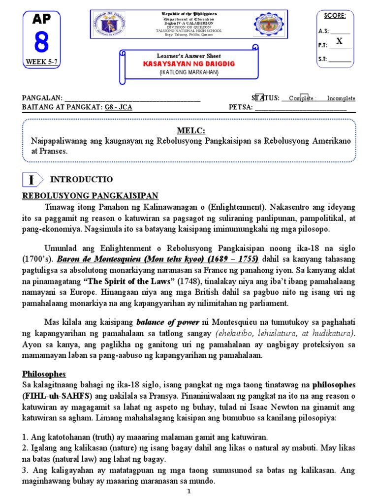 Q3 Ap8 Week 5-7 | PDF