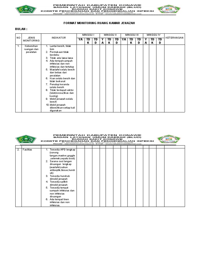 Format Monitoring Ruang Kamar Jenazah Fix | PDF