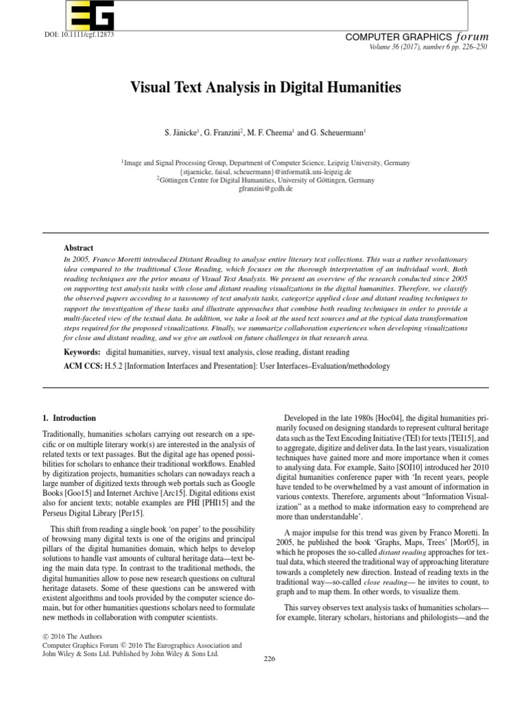 Visual Text Analysis in Digital Humanities | PDF | Visualization ...