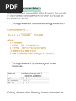 Punch and Die Cutting Clearance Calculation Procedure | PDF | Sheet ...