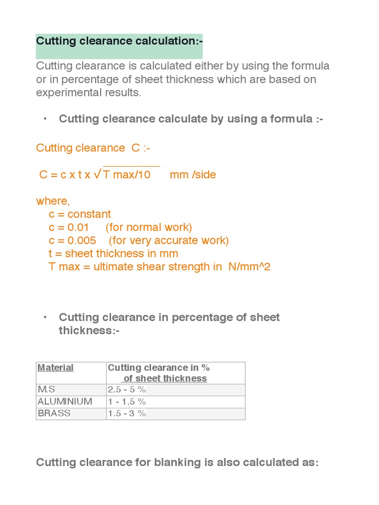 Cutting Clearance | PDF