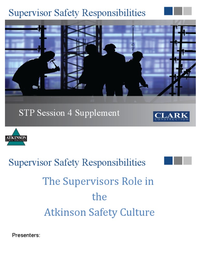 Supervisor Safety Responsibilities: STP Session 4 Supplement | PDF ...