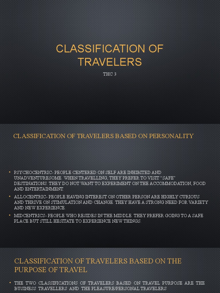 Traveler Classifications by Personality and Purpose | PDF | Tourism ...