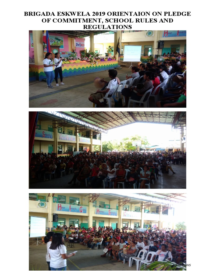 Brigada Eskwela Orientation On Pledge of Commitment, School Rules and ...