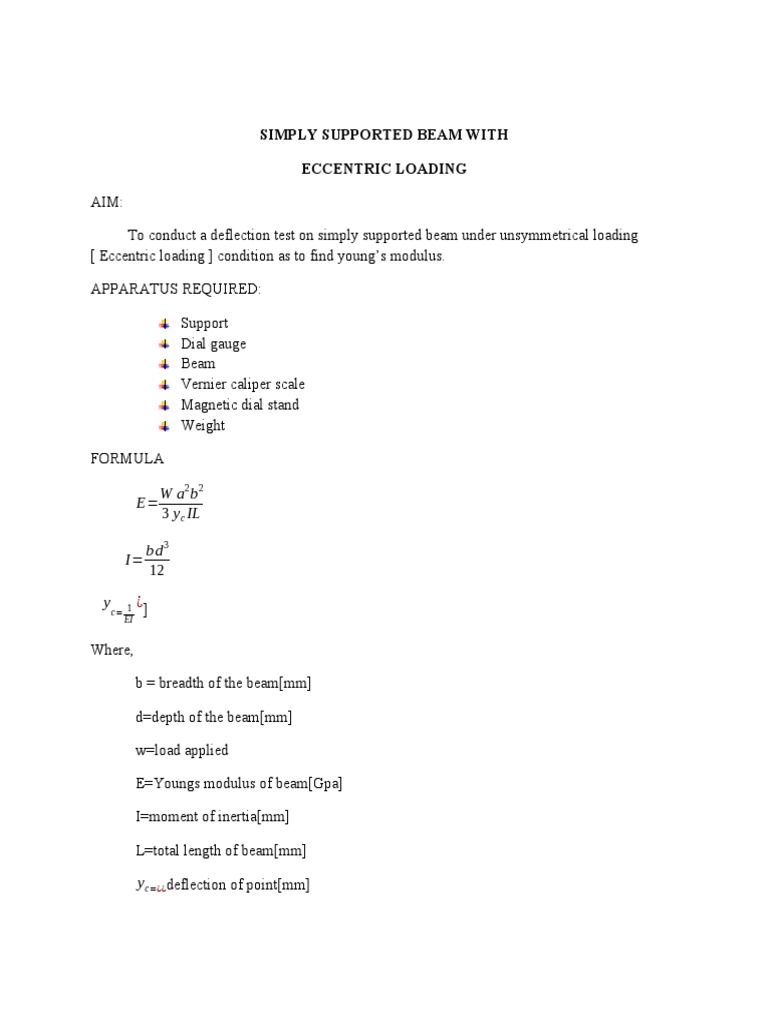 Simply Supported Beam With Eccentric Loading | PDF | Beam (Structure ...