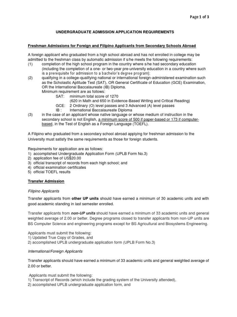 Uplb Admission Requirements | PDF | University And College Admission ...