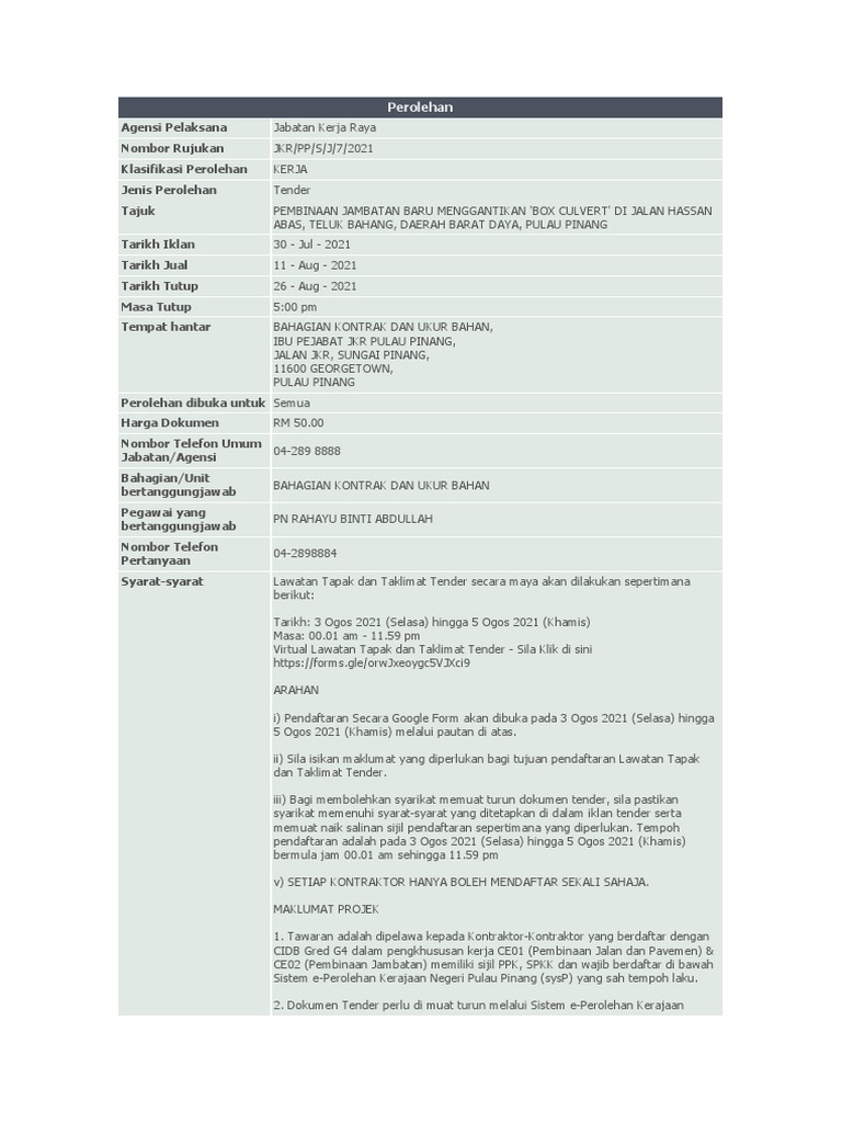 Contoh Iklan Tender | PDF