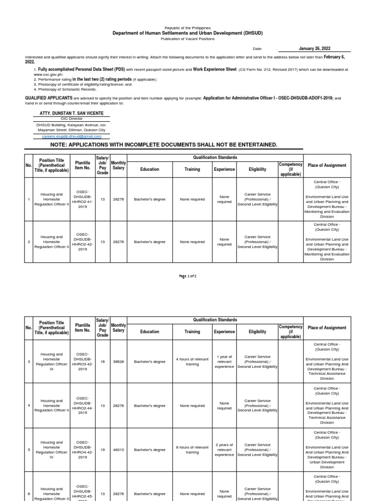 Department of Human Settlements and Urban Development (DHSUD) | PDF