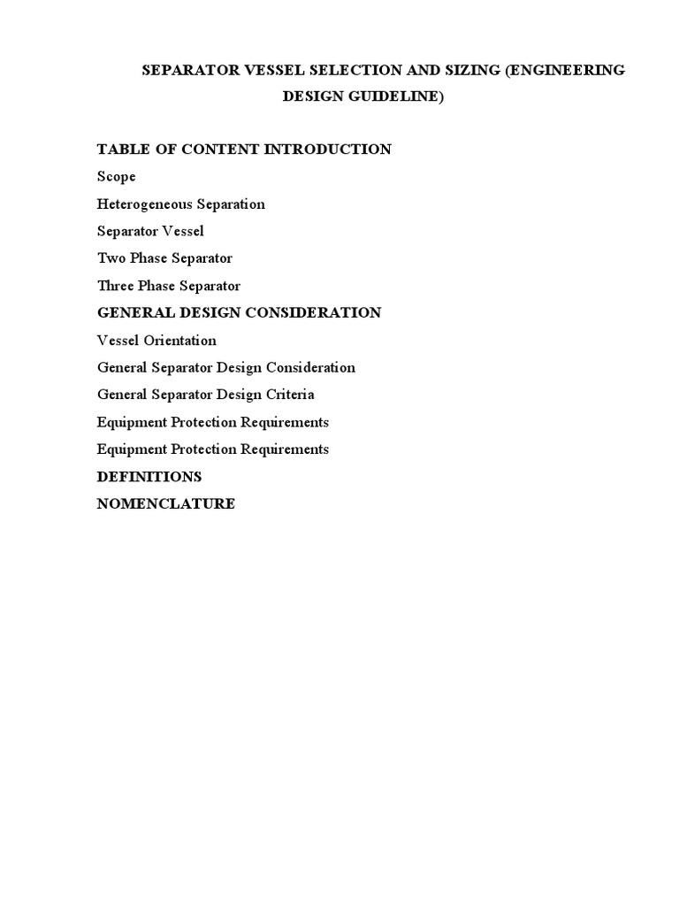 Separator Vessel Design & Sizing Guide | PDF | Filtration | Liquids