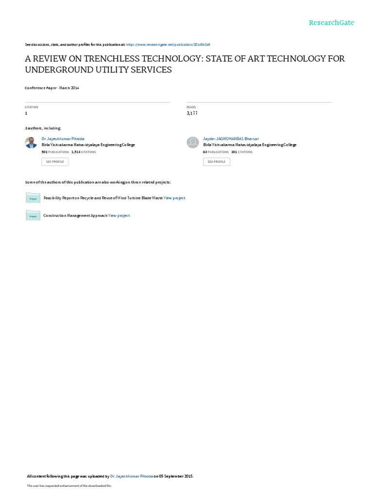 Trenchless Technology for Utilities Review | PDF | Tunnel | Economic ...