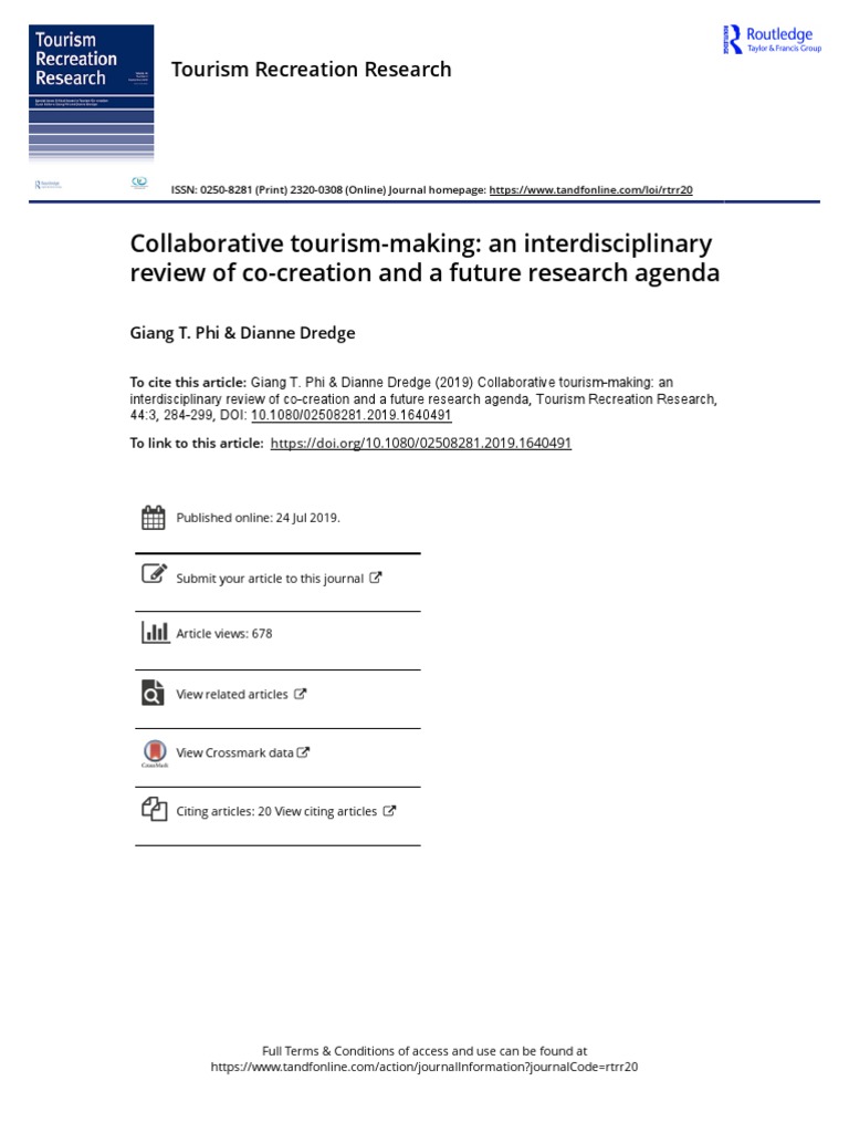Collaborative Tourism Making An Interdisciplinary Review of Co Creation ...