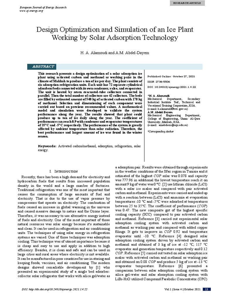 Design Optimization and Simulation of An Ice Plant Working by Solar ...