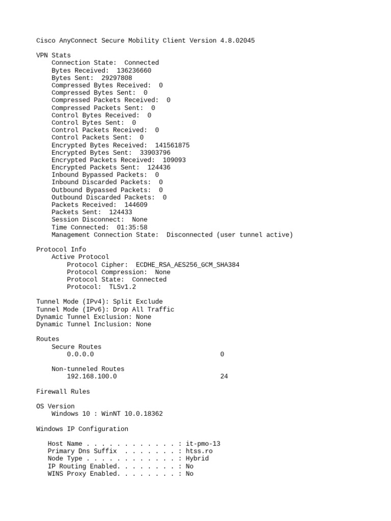 Cisco AnyConnect VPN Stats | PDF | Computer Science | Network Protocols