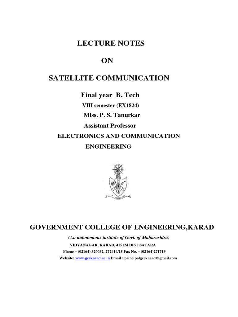 Understanding Satellite Communication: An Overview of Lecture Notes on ...