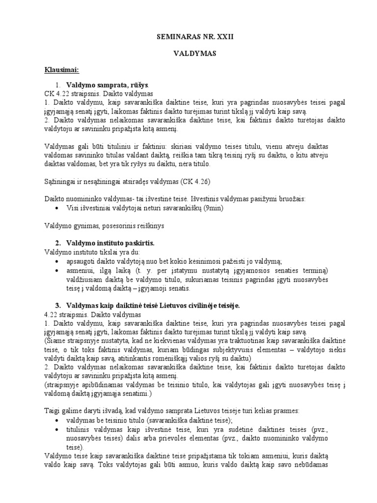 Seminaras Nr. 22 Valdymas | PDF