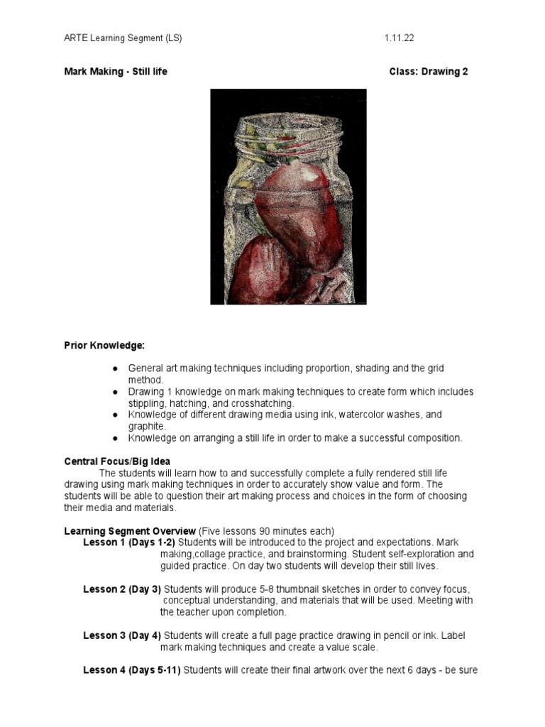 Mark Making Lesson Plan | Download Free PDF | Drawing | Teachers