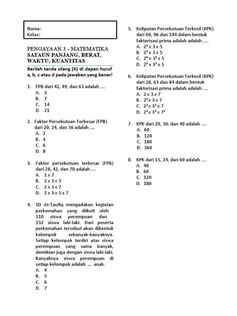4 - Soal FPB KPK | PDF