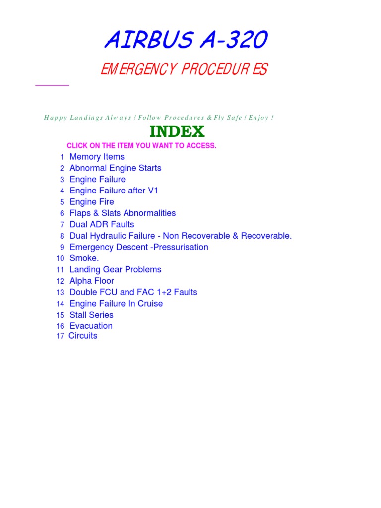 A320 Emergency Procedures Checklist | PDF | Landing Gear | Air Traffic ...