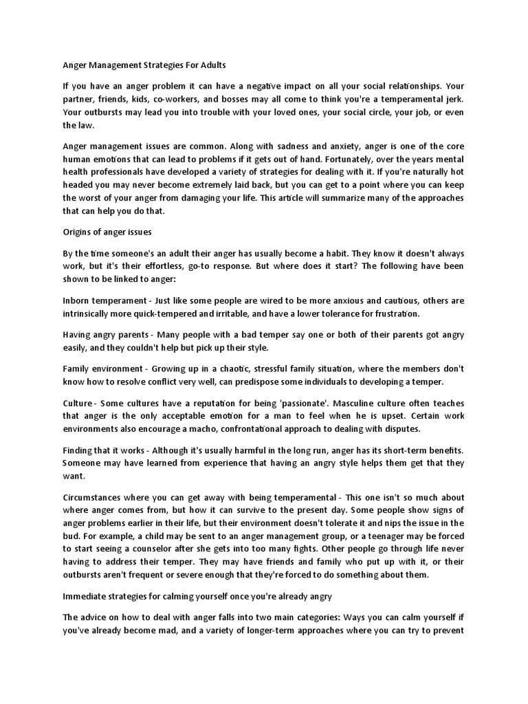Anger Management | PDF | Anger | Feeling