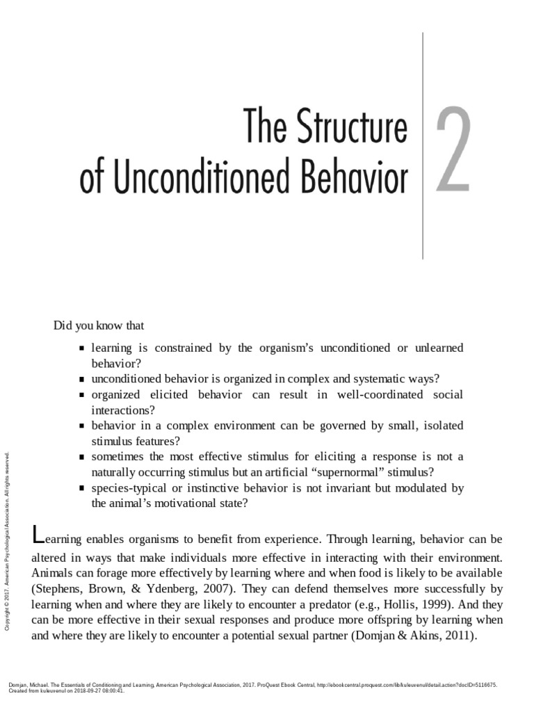 Capítulo 2 The Structure of Unconditioned Behavior | PDF | Learning ...