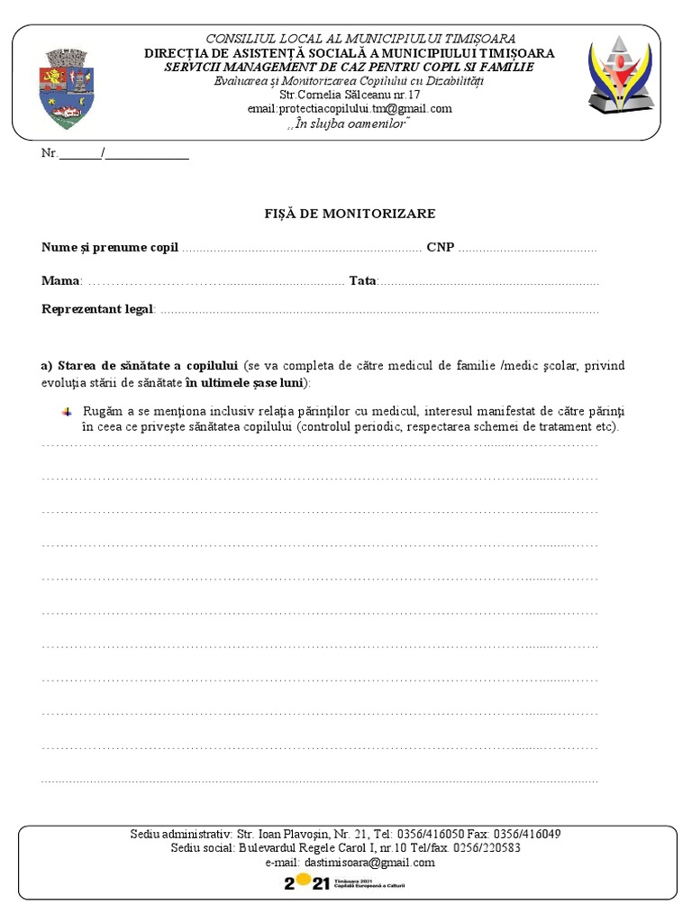 Fisa Monitorizare | PDF