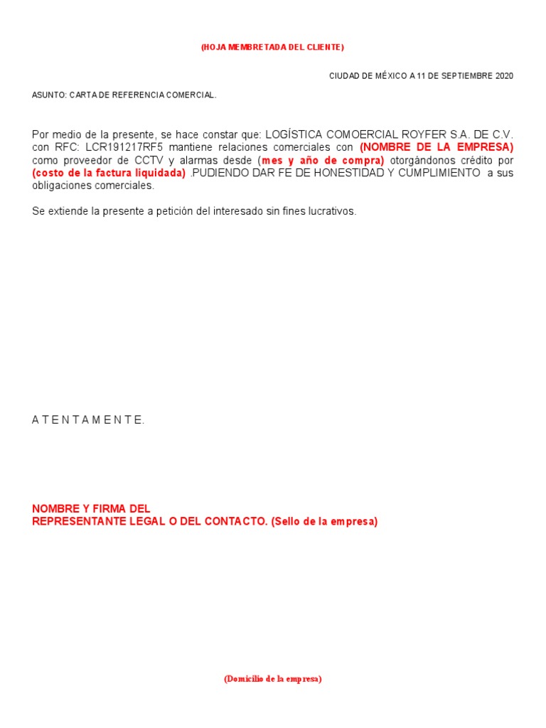 Machote Carta Comercial | PDF