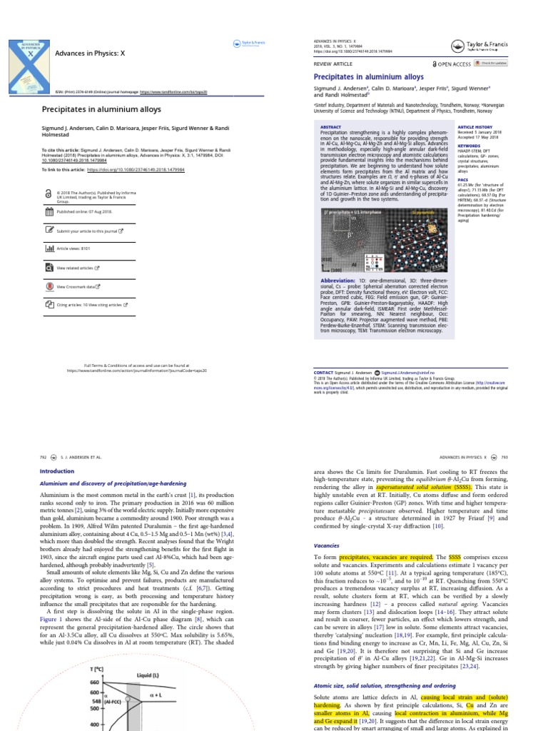 Precipitates in Aluminium Alloys | PDF | Alloy | Silicon