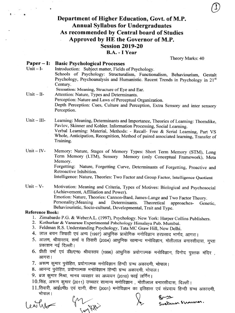 Psychology Syllabus | PDF