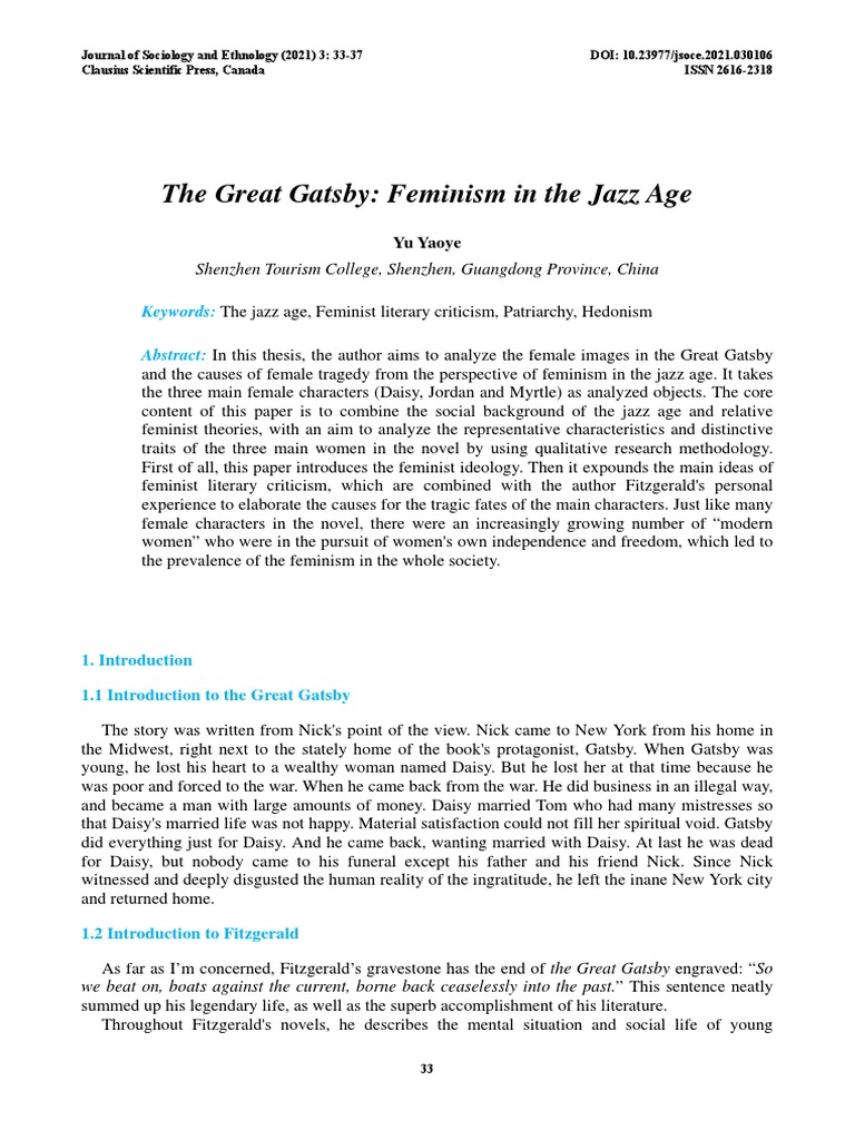 Feminism in The Great Gatsby | PDF | Feminism | Gender Studies