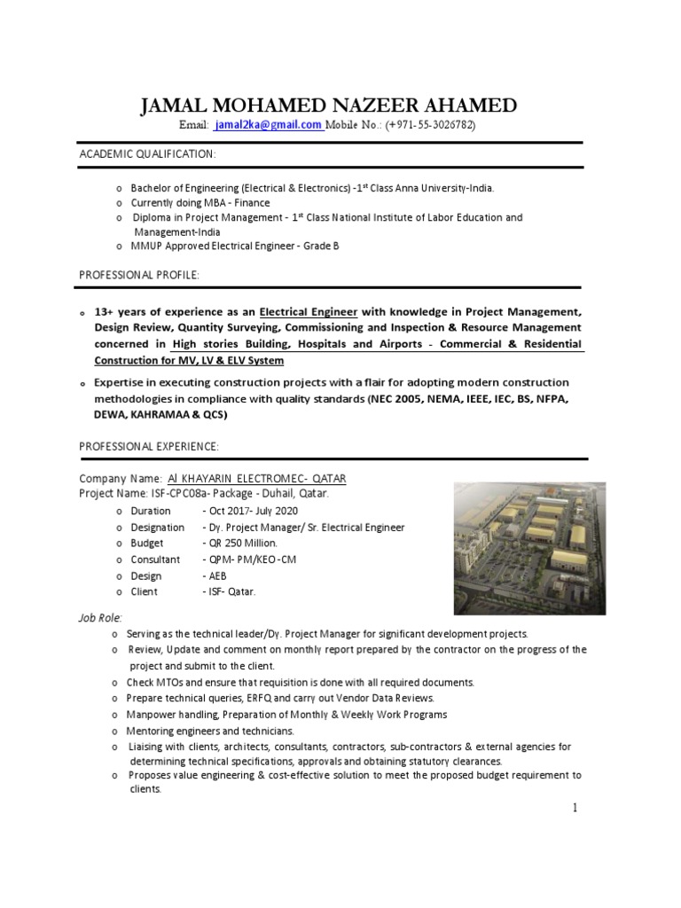 Jamal CV - Electrical Engineer | PDF | Specification (Technical ...