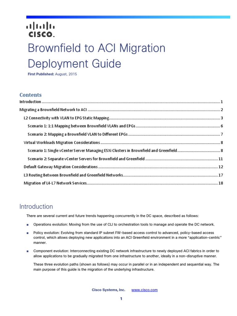 Brownfield To ACI Migration Deployment Guide: First Published: August ...
