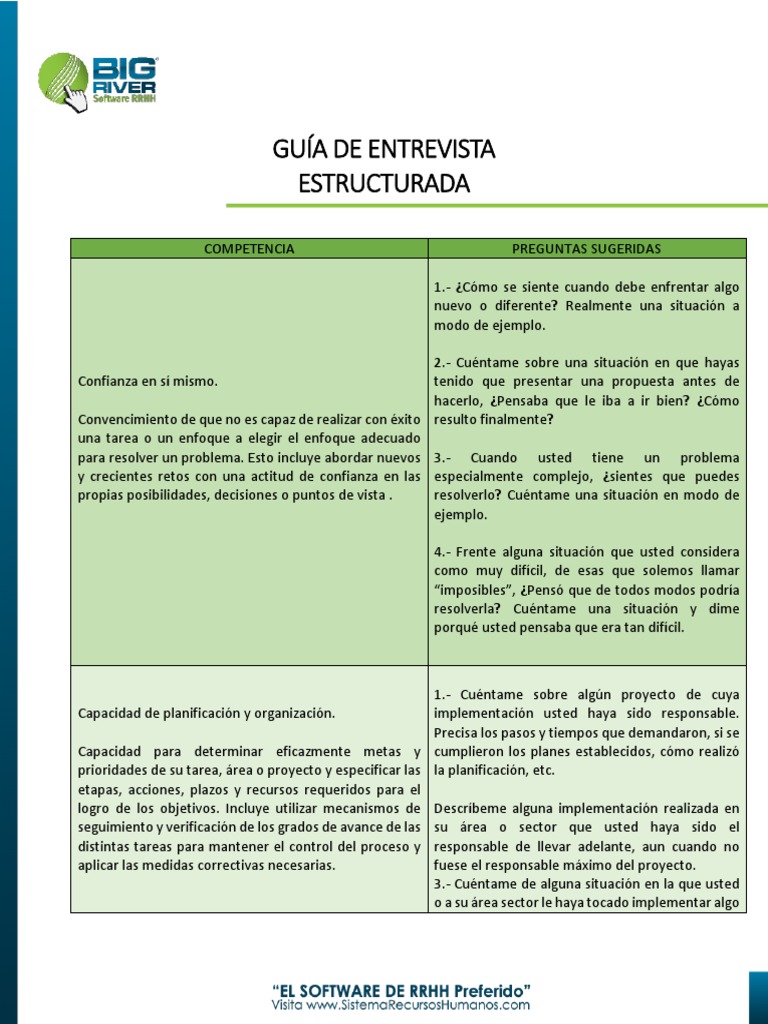 Guía de Entrevista Estructurada | PDF | Planificación | Cognición