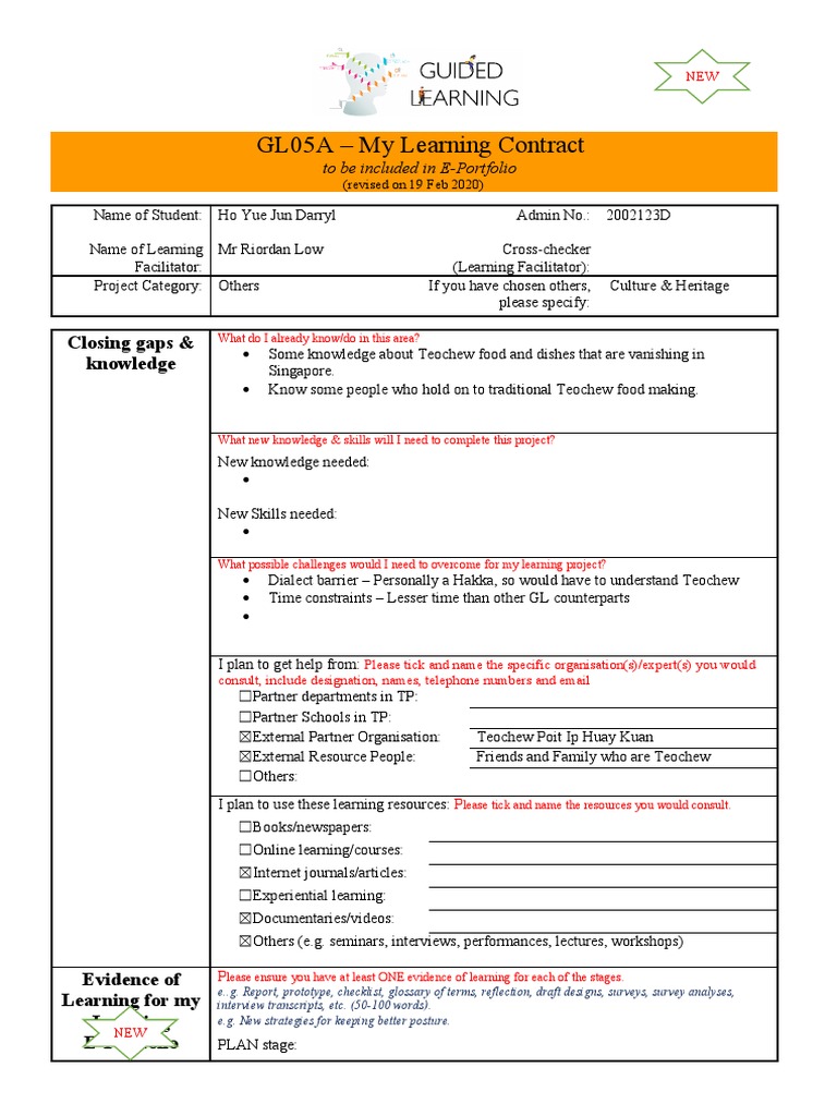 Teochew Food Learning Contract | PDF | Learning | Cognition